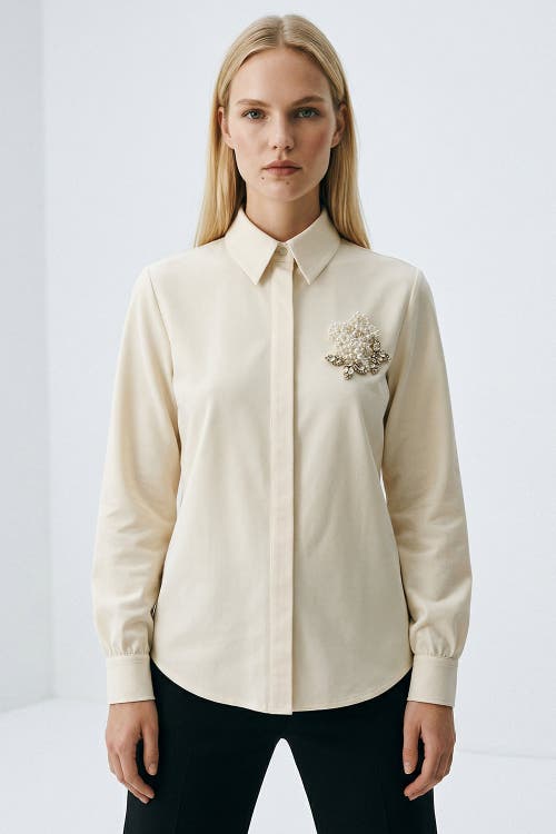 EXQUISE Exquise Hallie Embroidered Cotton Shirt